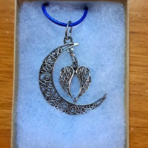 Jewelry | Crescent Moon Angel Wings Necklace | Poshmark